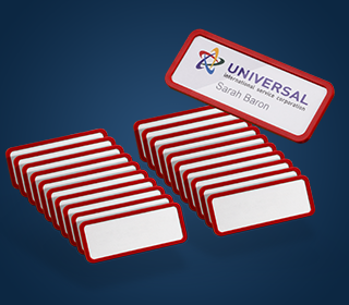 Order name badges online - individual printing, fast delivery